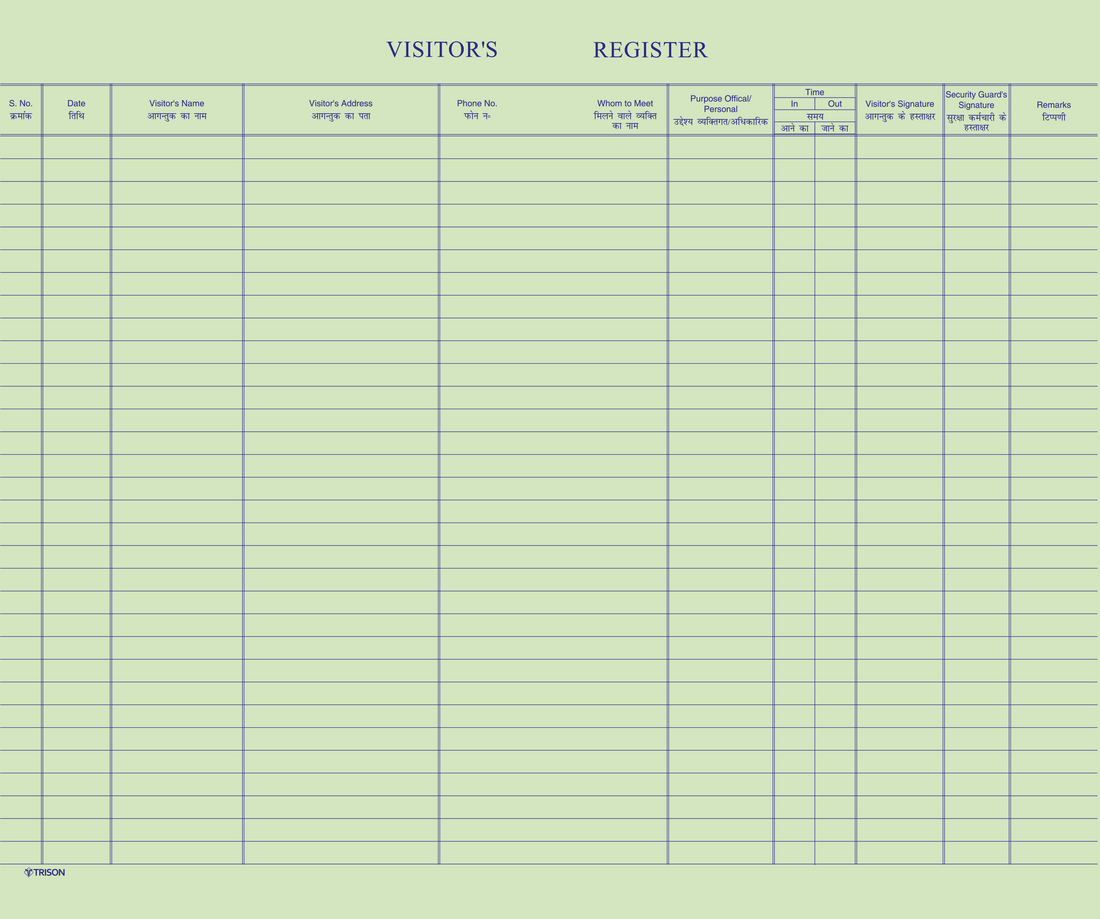 Visitor's Register – Trison
